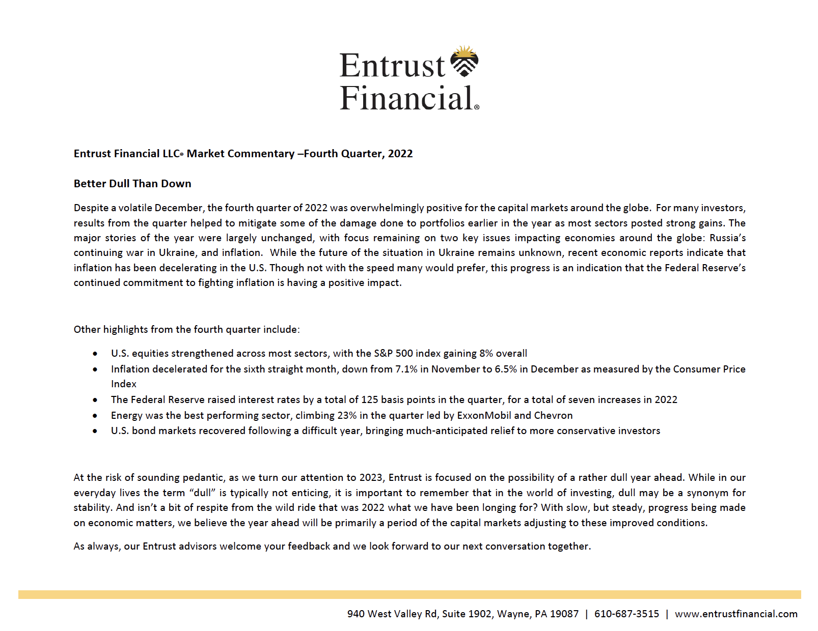 Market Commentary - Entrust Financial